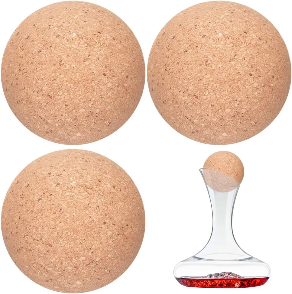 3PCS Wine Cork Ball Stoppers 2.4 Inch Diameter Wooden Replacement Wine ...