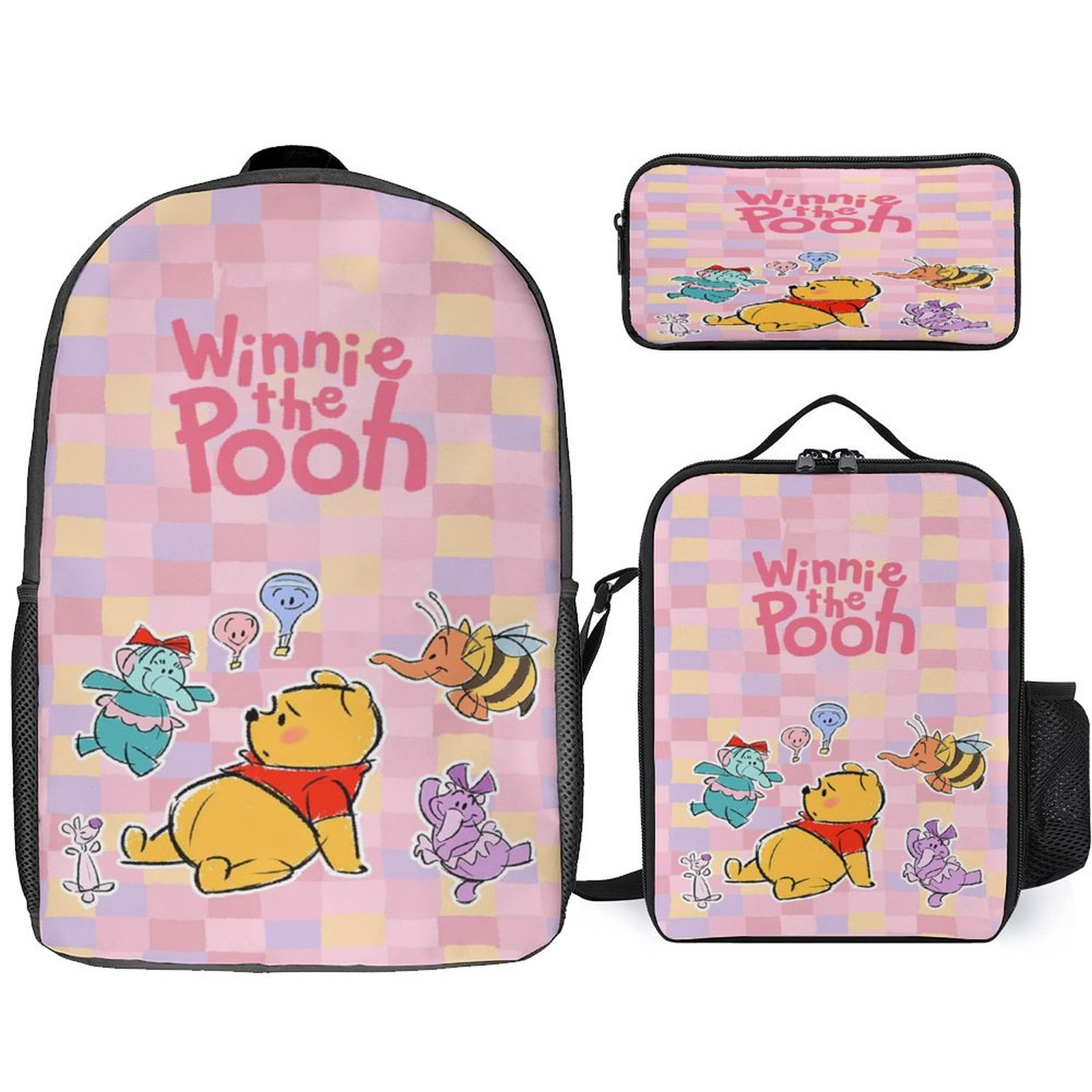 3PCS Winnie The Poo Backpac Set Bookbag Backpac with Lunch Bag ...