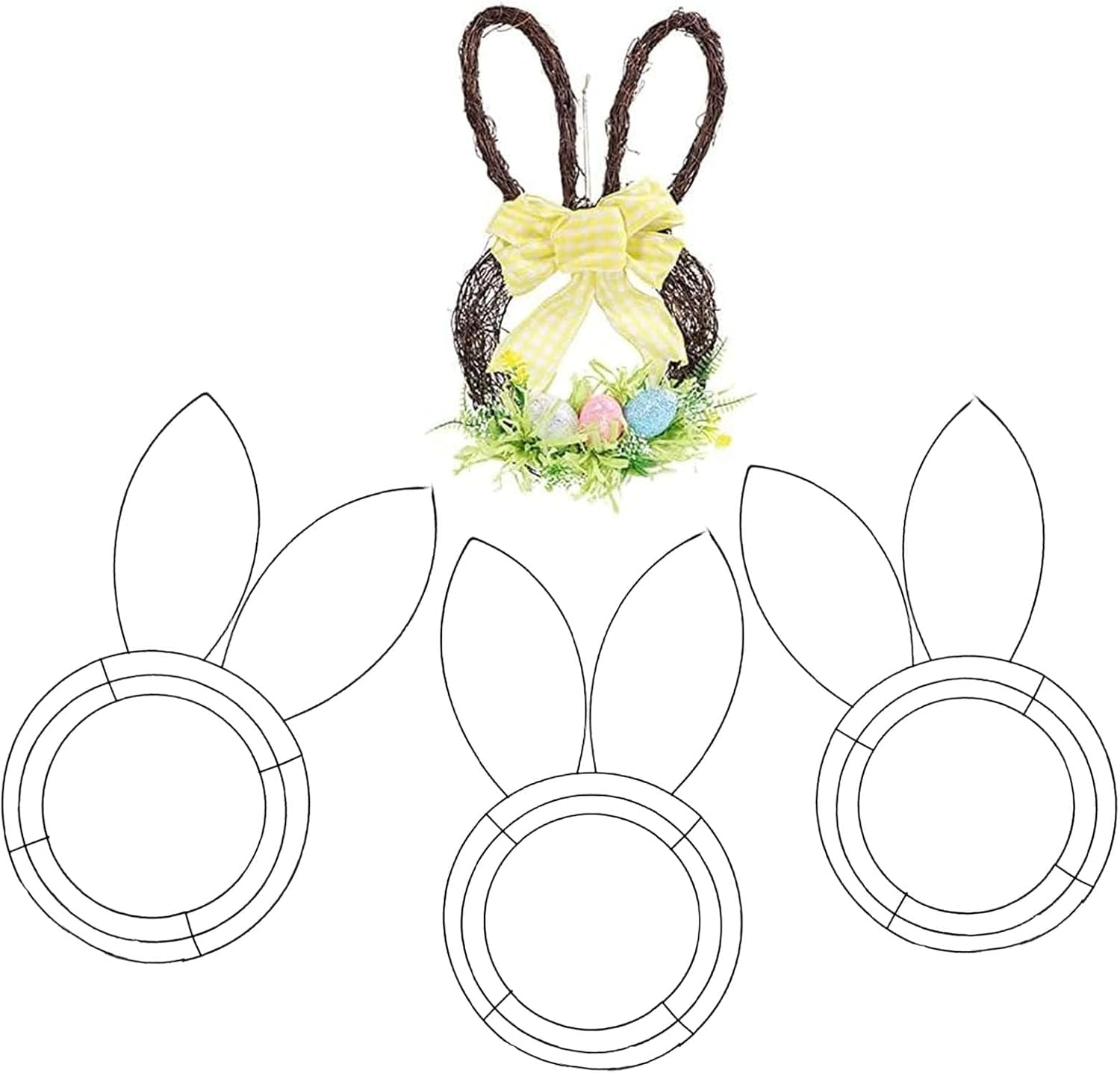 3PCS Wire Wreath Frame Easter Bunny, Wire Wreath Frame 14 Inch, Floral ...