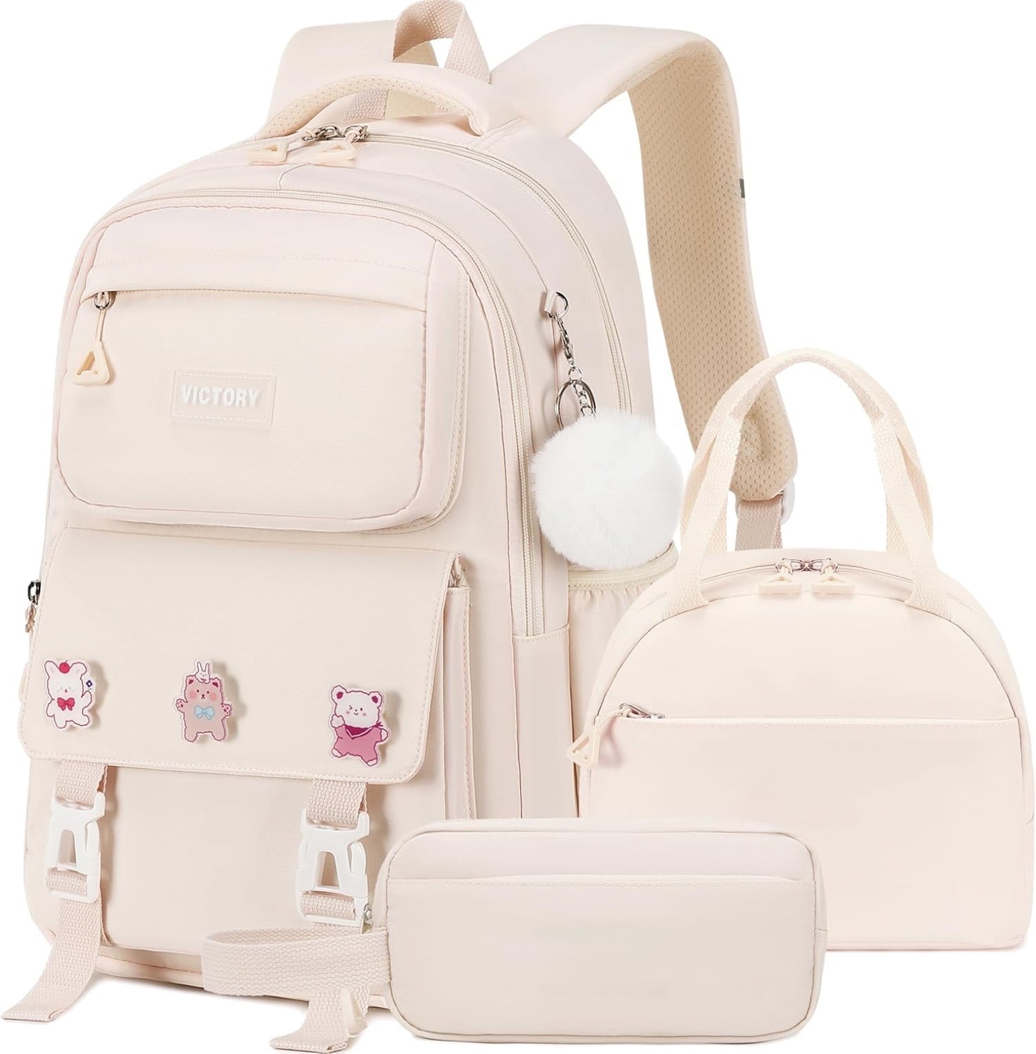 AO ALI VICTORY 3PCS-With lunch bag, pencil box Laptop Backpack 15.6 Inch Bag College Backpacks ...