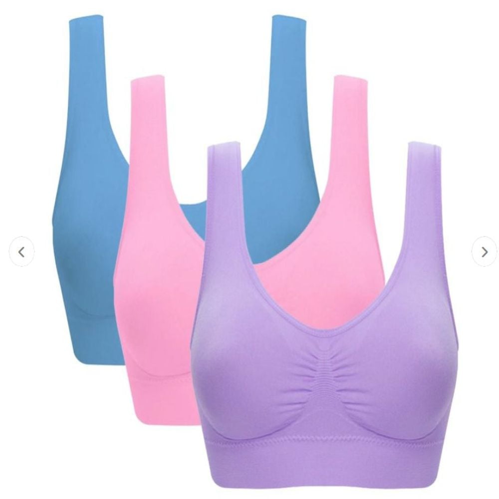 3pcs Women Bra Vest Padded Crop Tops Wirefree Thin Soft Comfy Daily Bras Sleeping Bra Most