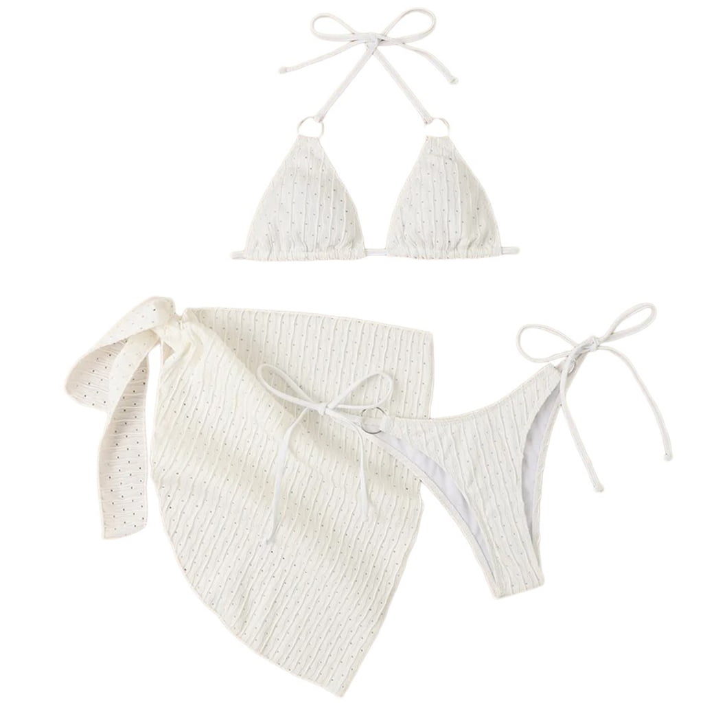 3PCS Women Halterneck Bathing Suit Triangle Swim Wear with Swimsuit ...