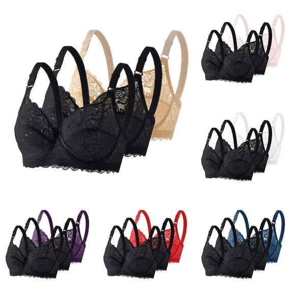 3PCS Women's Comfortable Push up Bras with Underwire Plus Size Women ...