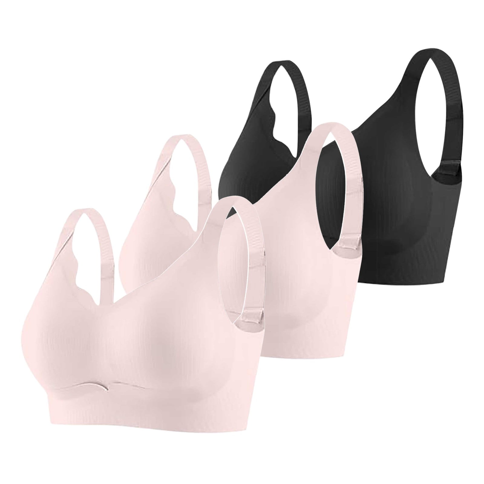 3PCS Women's Seamless Comfort Bras Adjustable Wireless Full Support ...