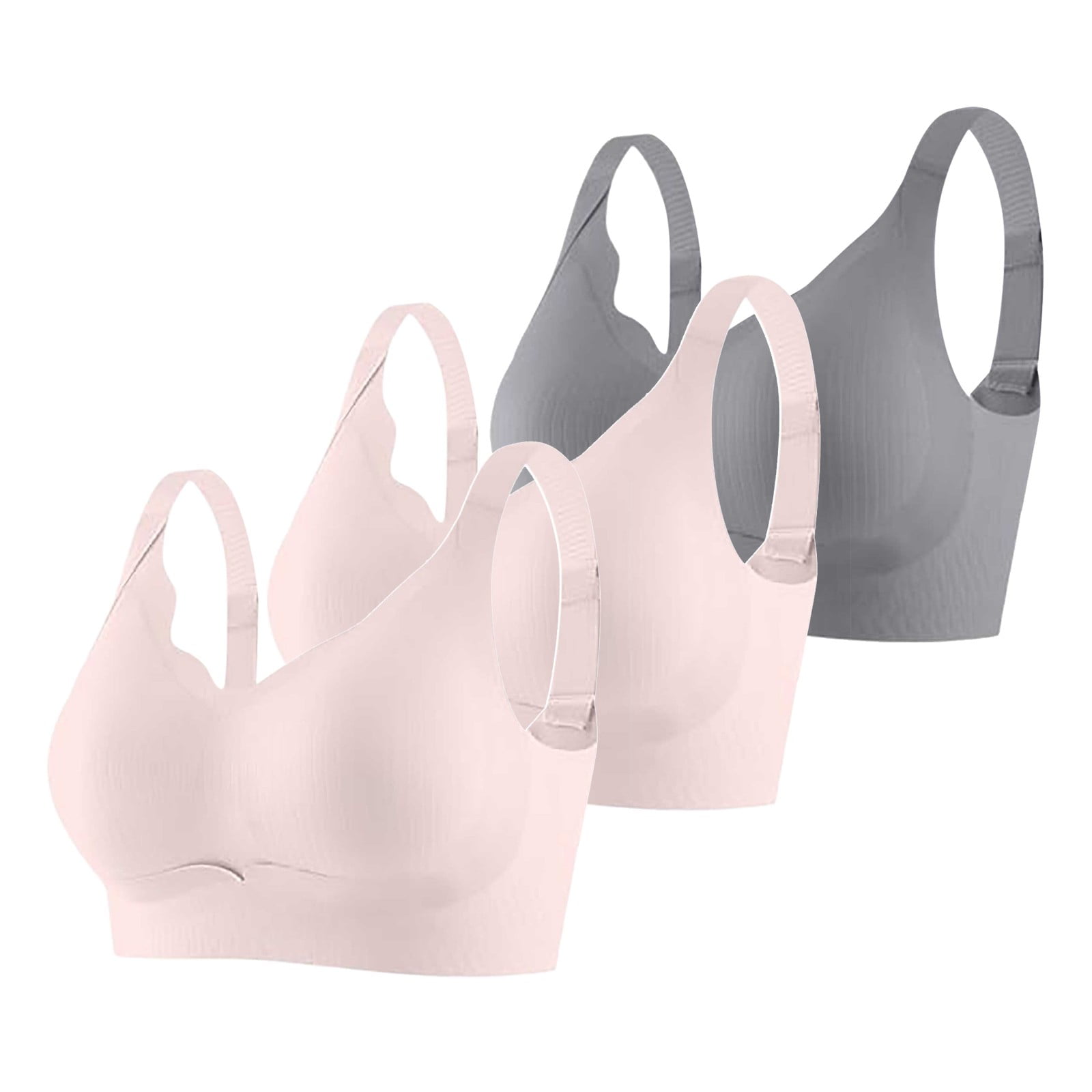 3PCS Women's Seamless Comfort Bras Adjustable Wireless Full Support ...