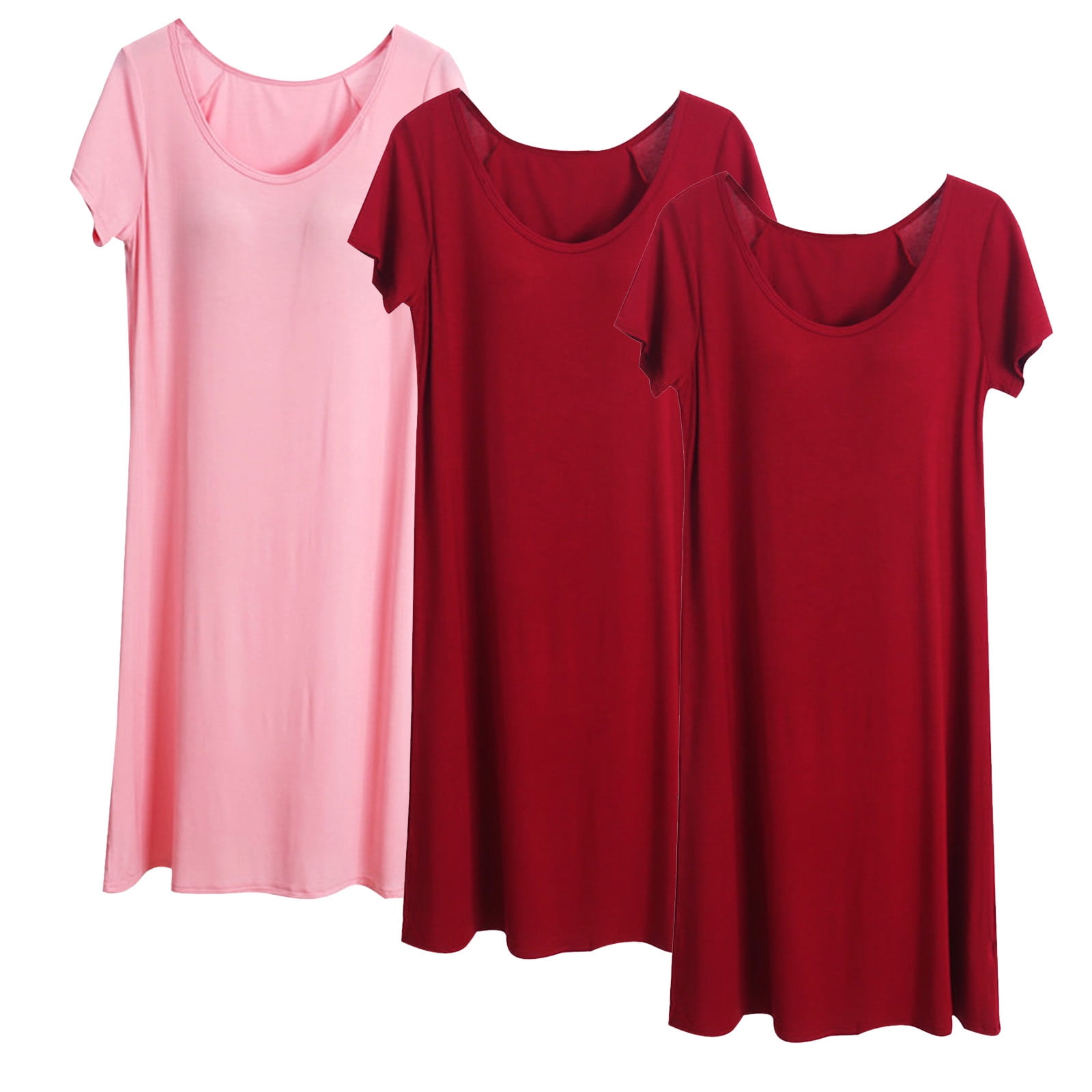 3PCS Womens Cotton Pajama Clearance Womens Nightgown with Built in ...