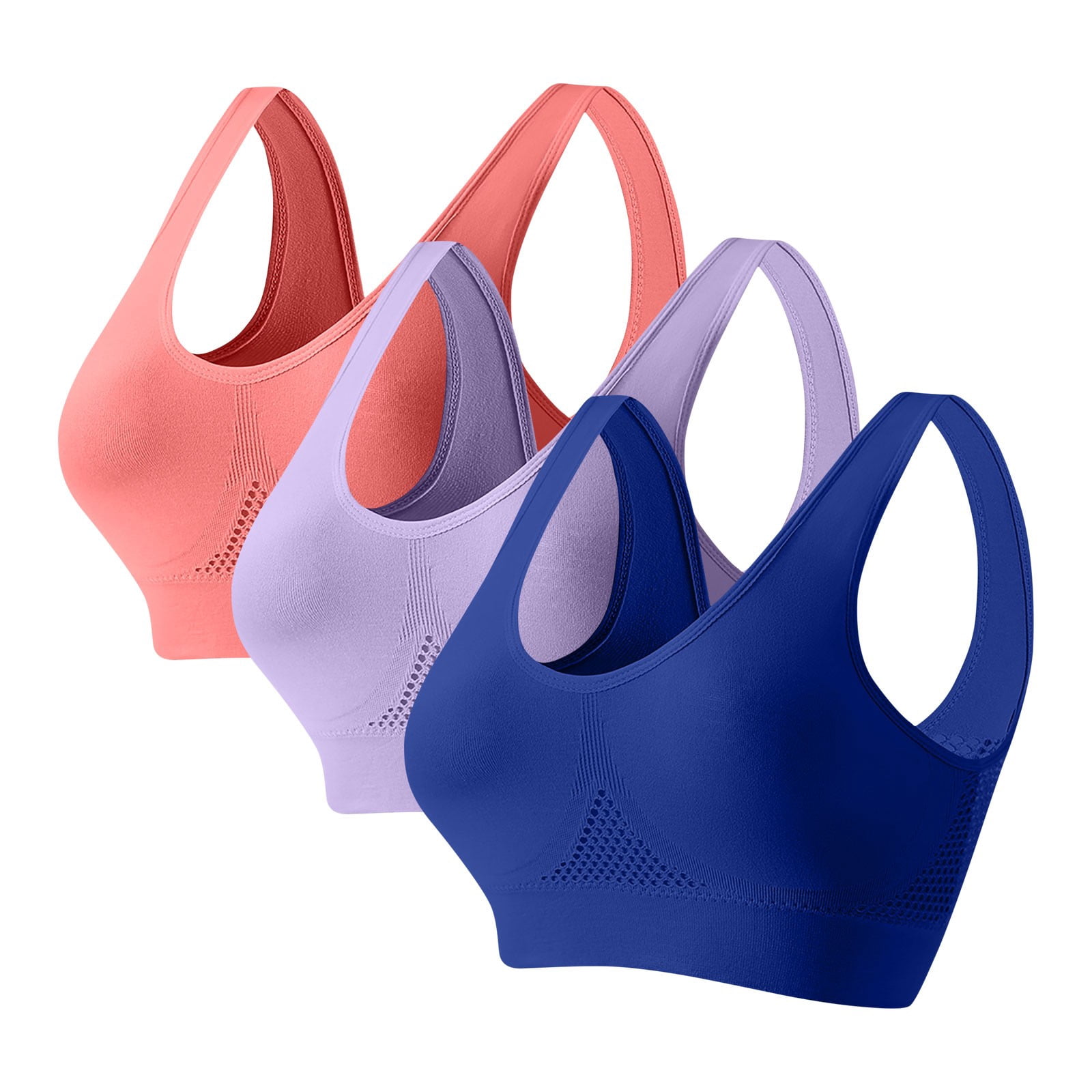 3PCS Womens Deep V Bras Wireless Comfortable Bra Supportive No ...