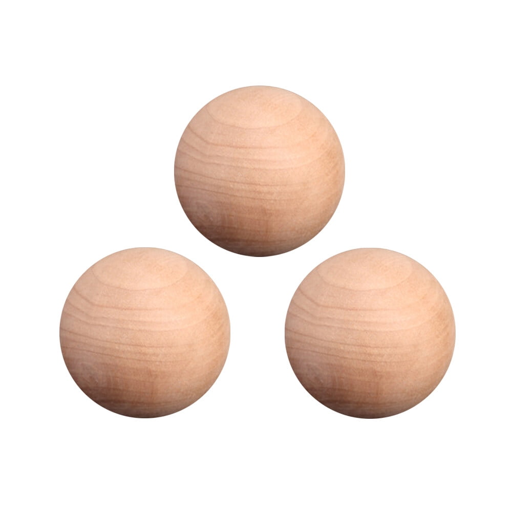3PCS Wood Ball Round Shape Natural Unfinished Wooden Round Craft Ball ...