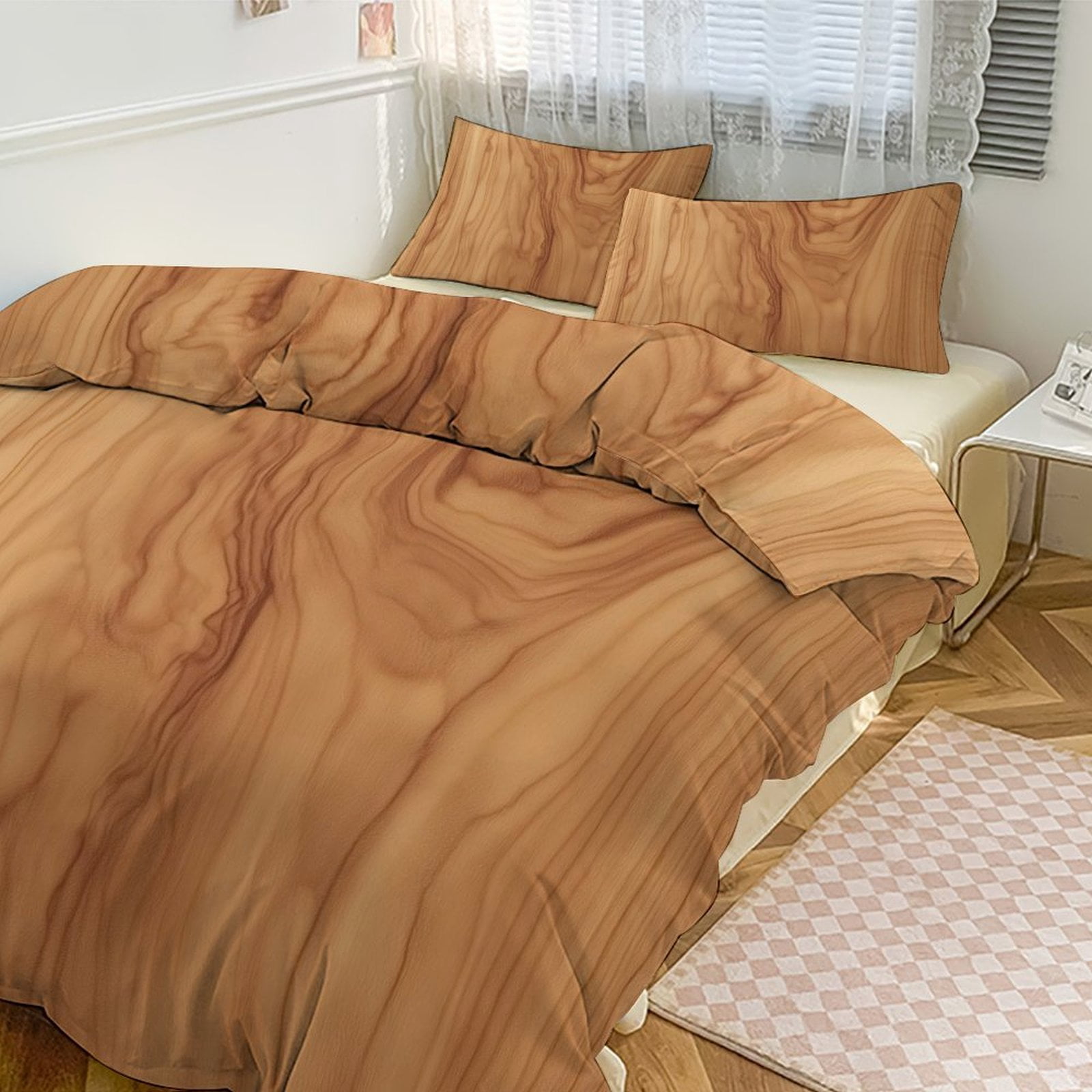 3PCS Wood Grain Texture Duvet Cover Set Twin, 1 Duvet Cover And 2 ...