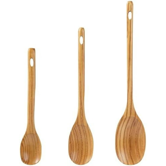 3PCS Wooden Spoons, Long Handle Wooden Cooking Spoon Nonstick Kitchen ...