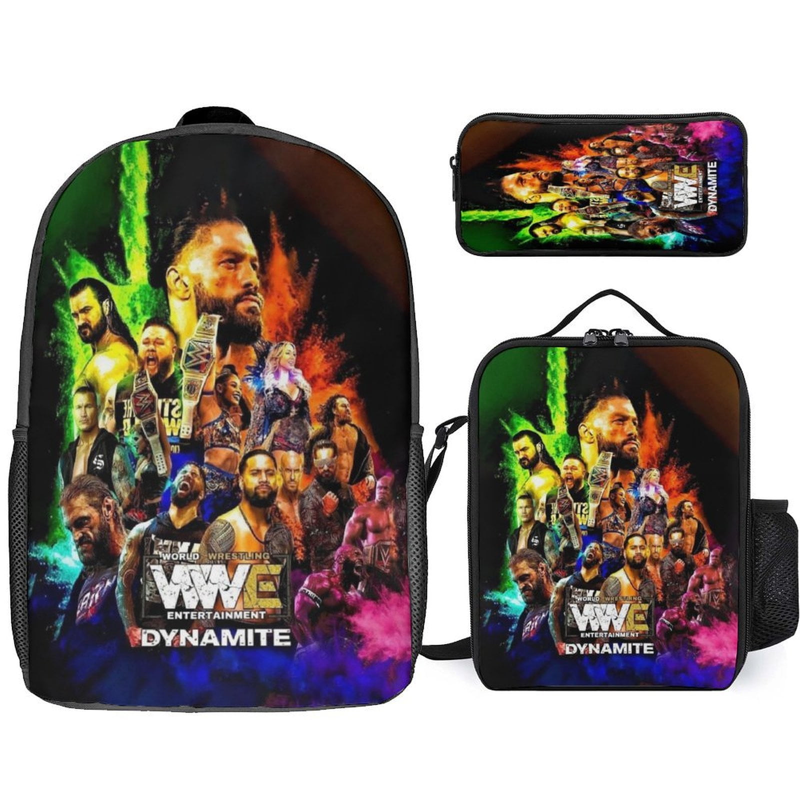 3PCS Wres-Tler-W,W-E Backpack Set Large Capacity Bookpacks With Lunch ...