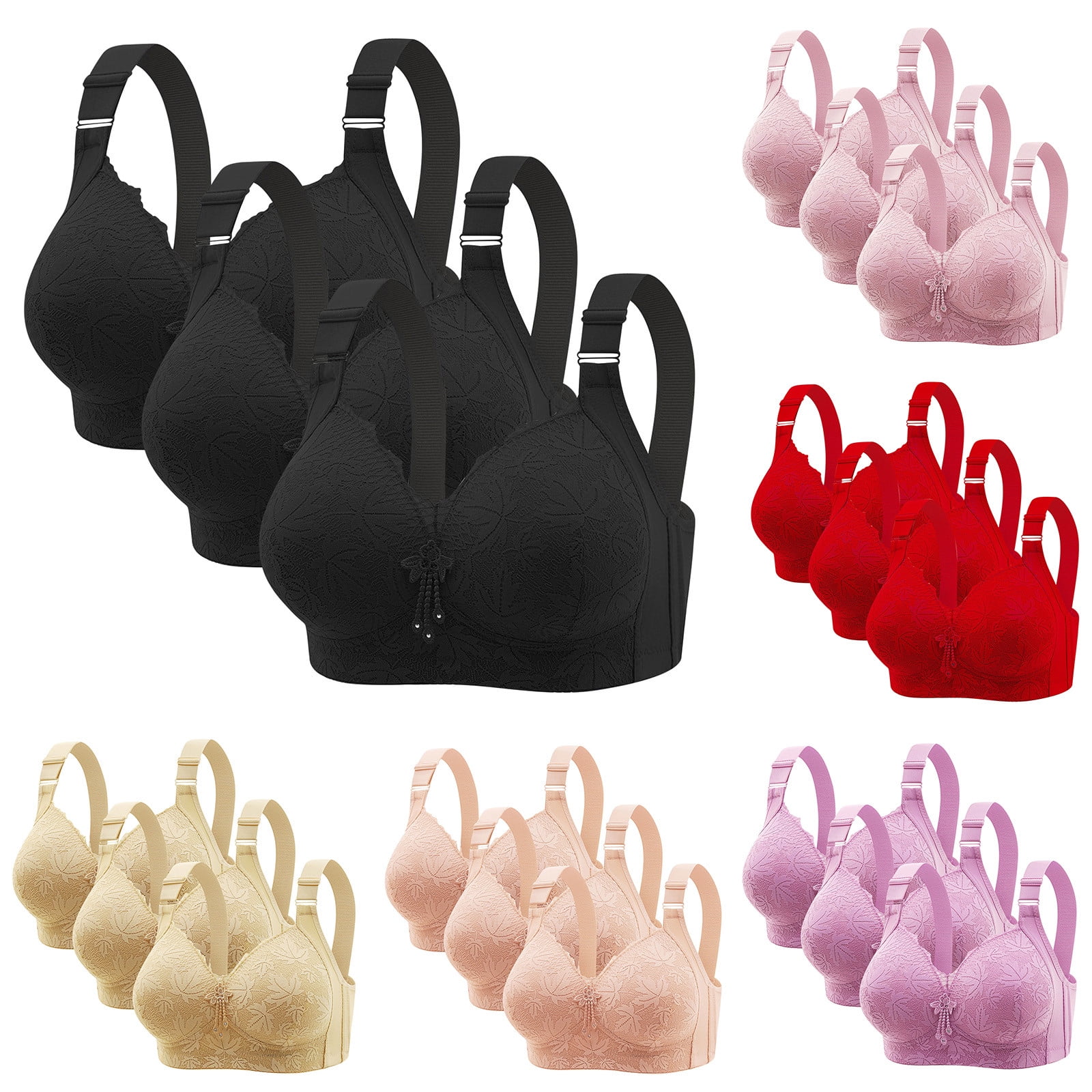 3PCS ZHUGeLI Bra for Women, Lace Plunge Bra Lightweight Everyday ...