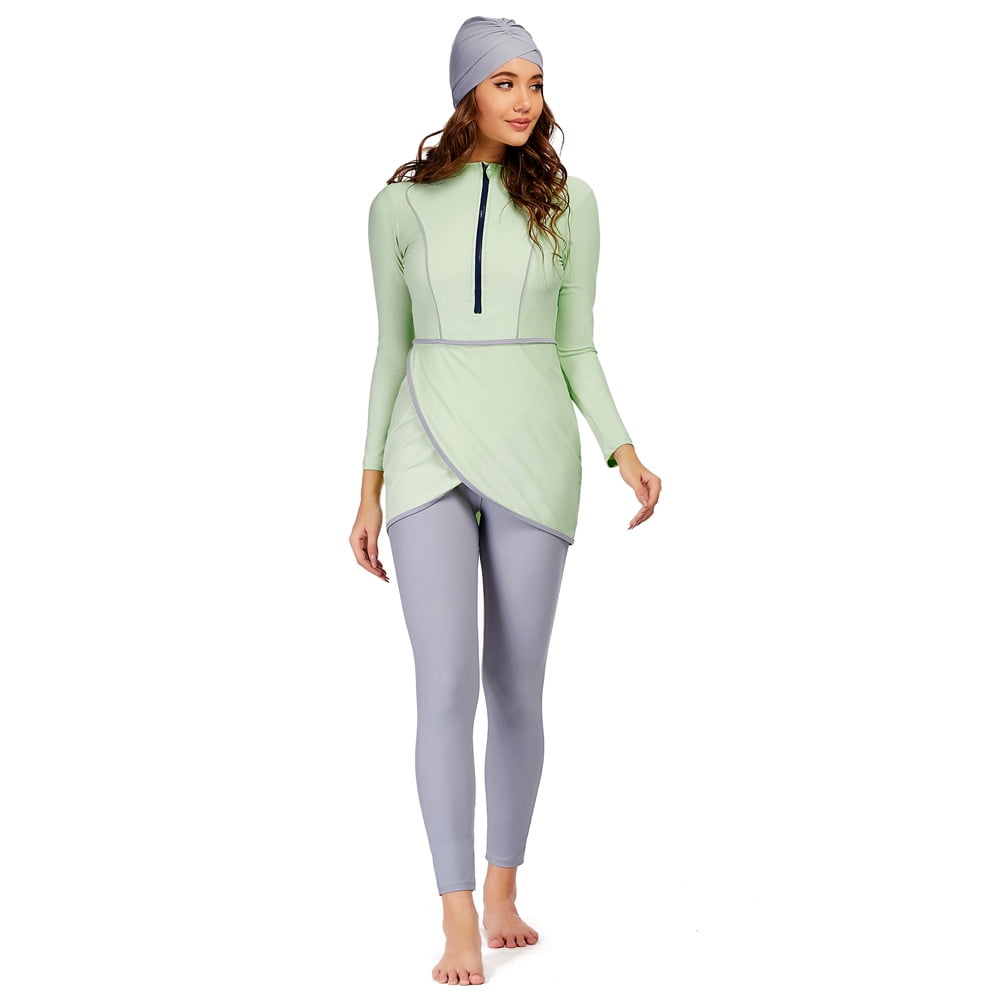 3PCS women muslim swimwear long sleeve swimsuit muslimah swimming ...