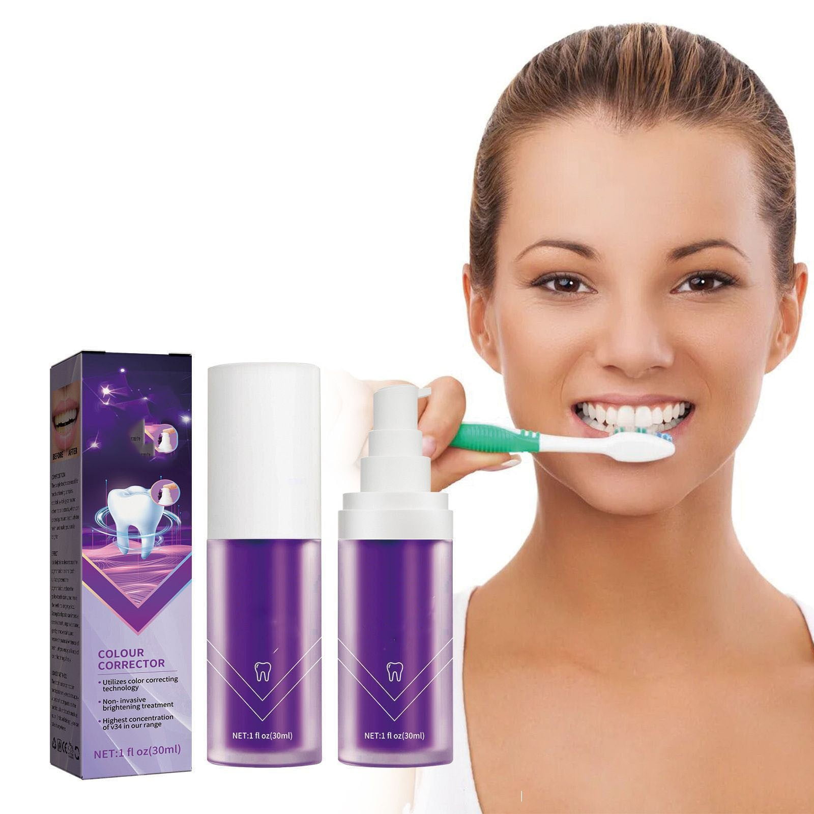 3PCs Purple Color Tone Upwhitening Toothpaste, Travel Size Toothpaste ...