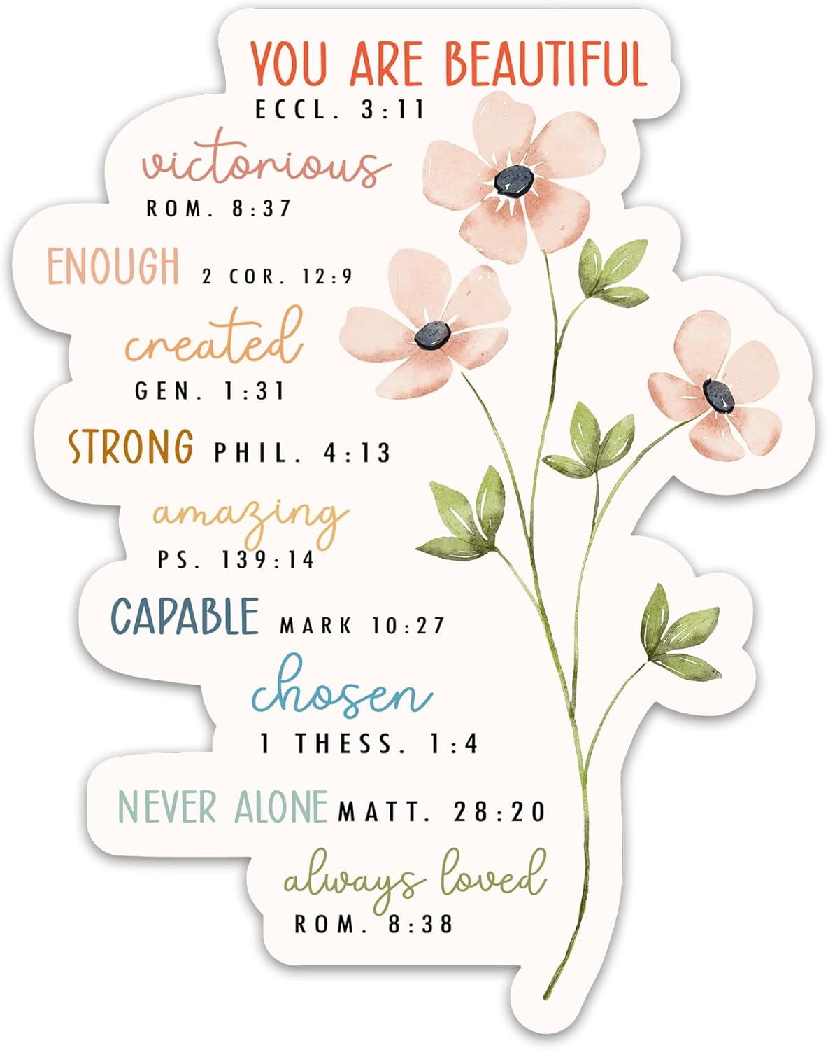 (3PCs) You are Flower Enough Beautiful Chosen Bible Verse Sticker ...