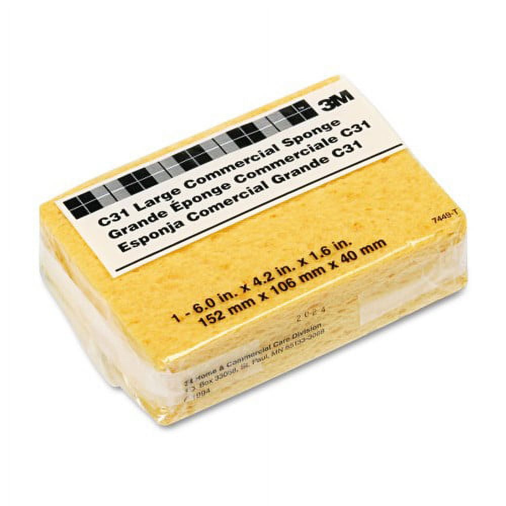 3PK 3M Commercial Cellulose Sponge, Yellow, 4.25 x 6, 1.6" Thick ...