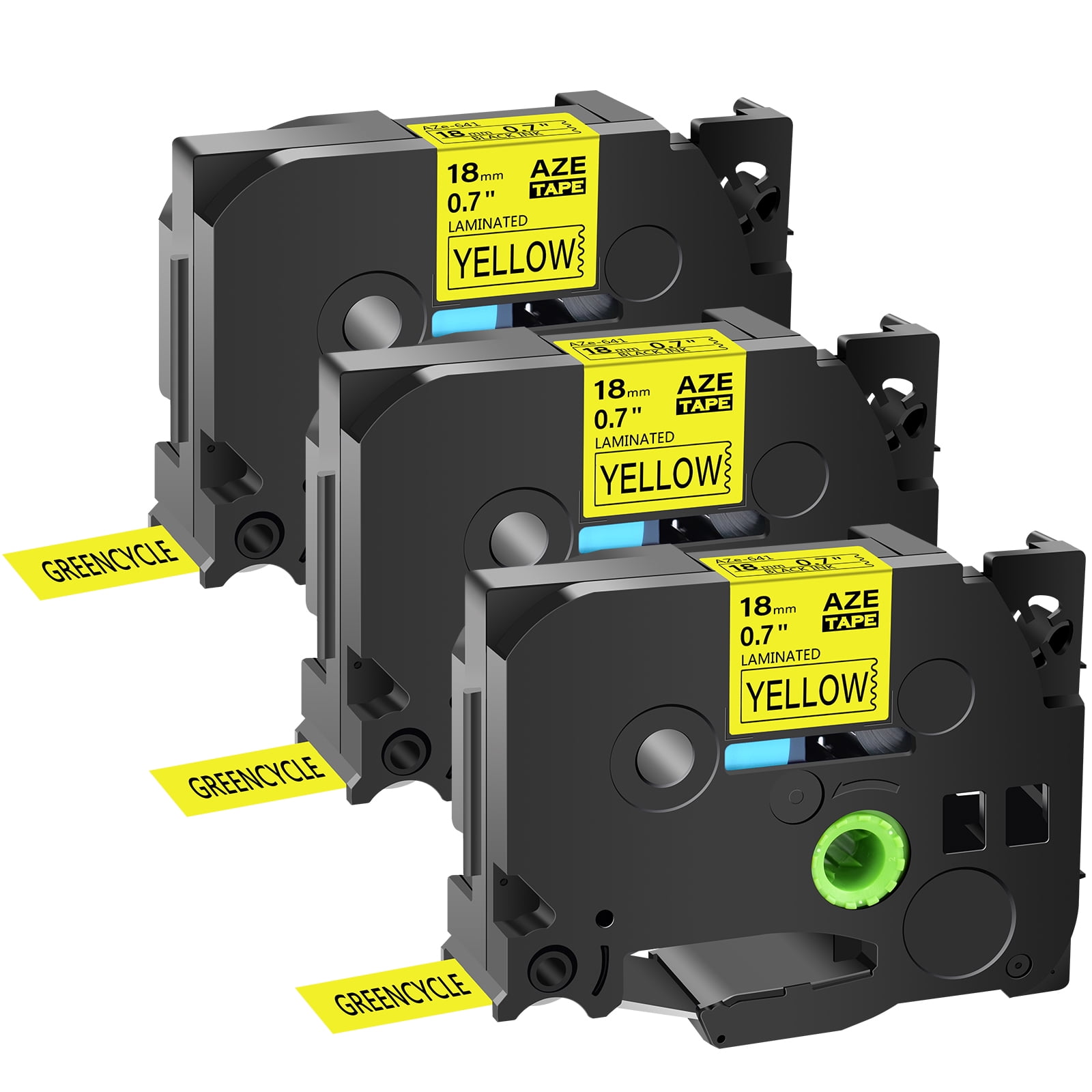 3PK Compatible for Brother P-touch Black on Yellow 18mm TZ TZe TZe-641 ...