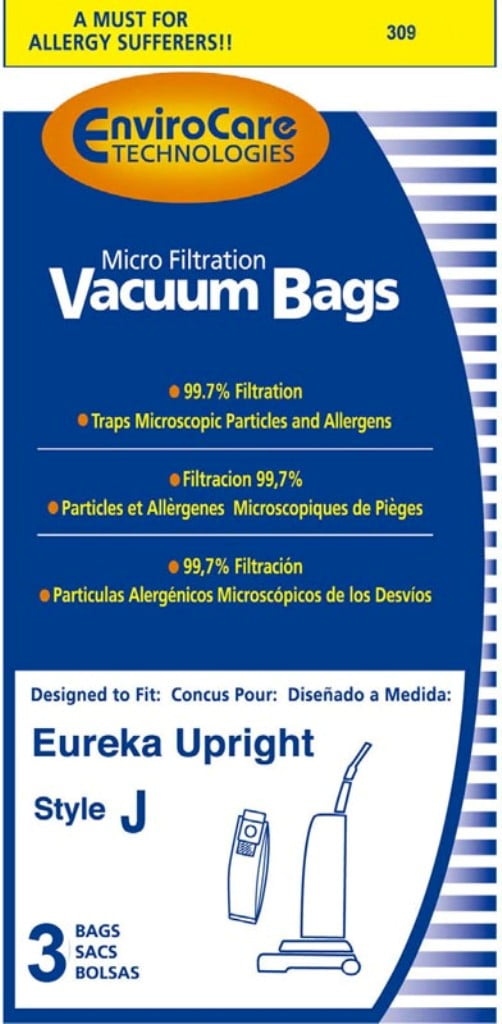 Eureka, 3PK Paper Vacuum Bags, Compatible with Eureka J Upright ...