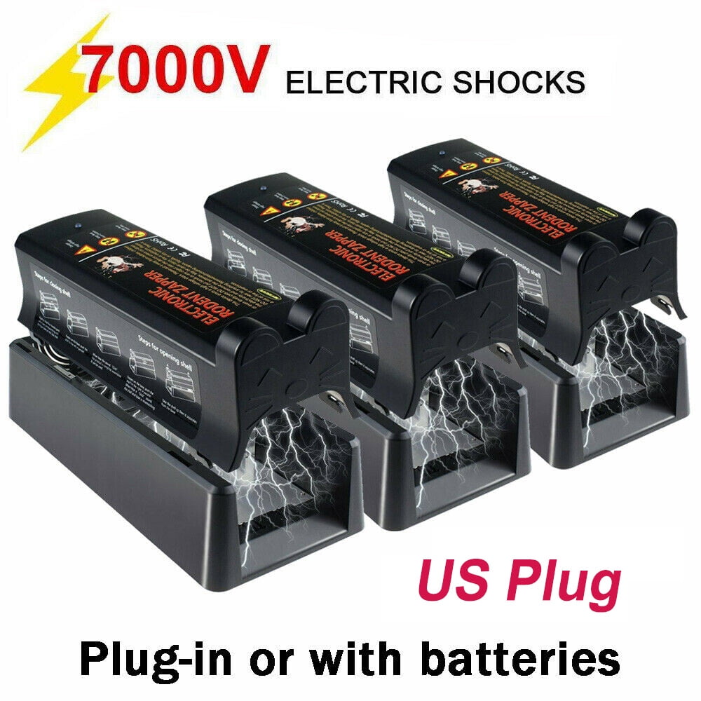 3PK Electronic Mouse Rat Trap Pest Control Electric Rodent Zapper Home ...