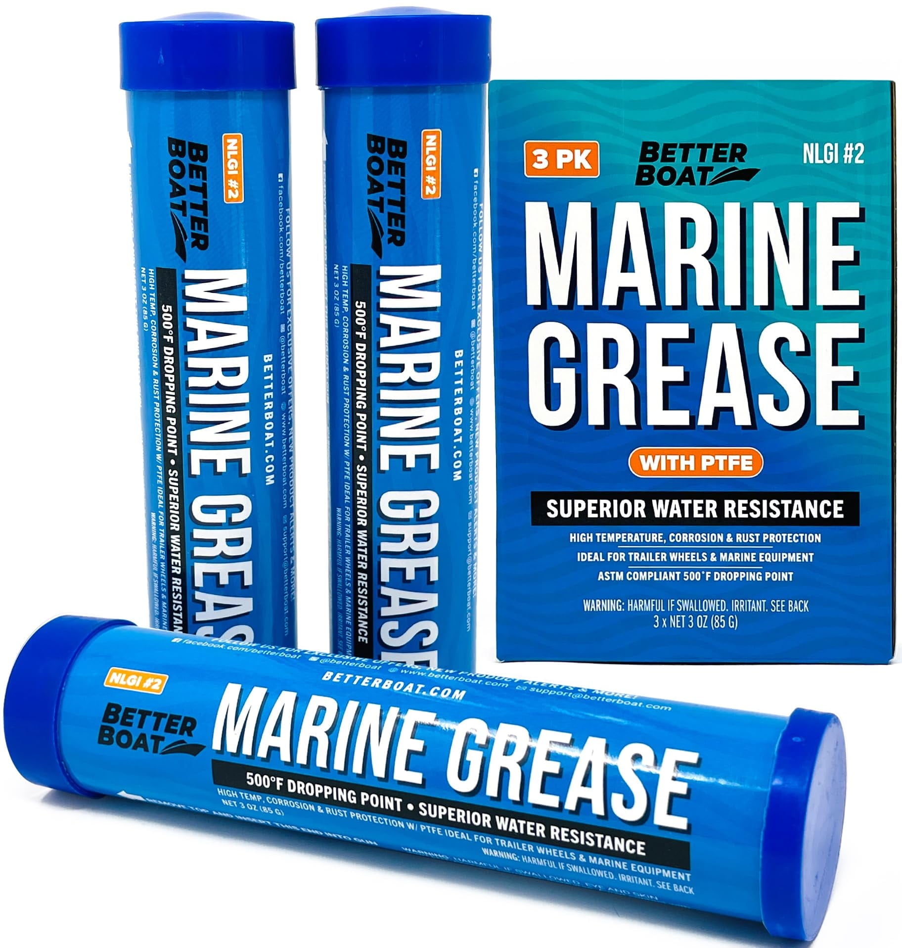 3PK Mini Boat Marine Grease Tube 3oz Wheel Bearing Grease, Boat Trailer ...