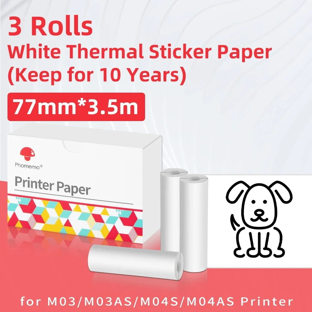 3PK Phomemo Adhesive Transparent Thermal Paper Clear Adhesive Thermal ...