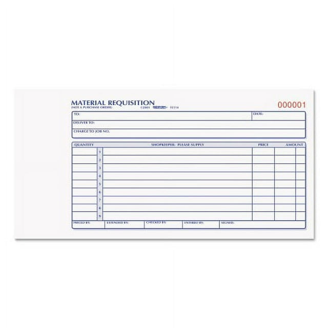 3PK Rediform Material Requisition Book, Two-Part Carbonless, 7.88 x 4. ...