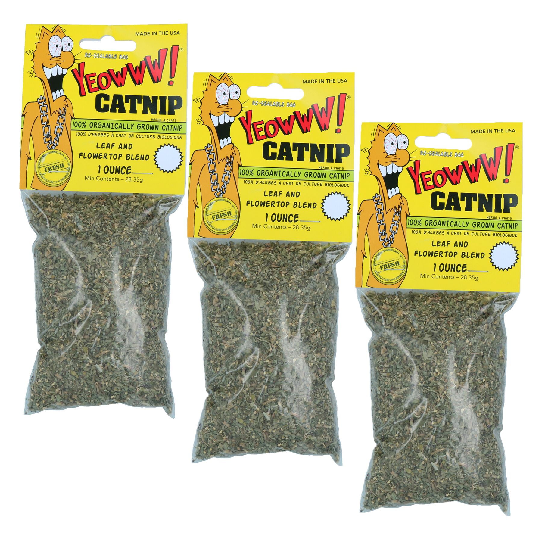 3PK Resealable Easy to Use 100% Organic Catnip Cat Nip Cat Supplies 1oz ...