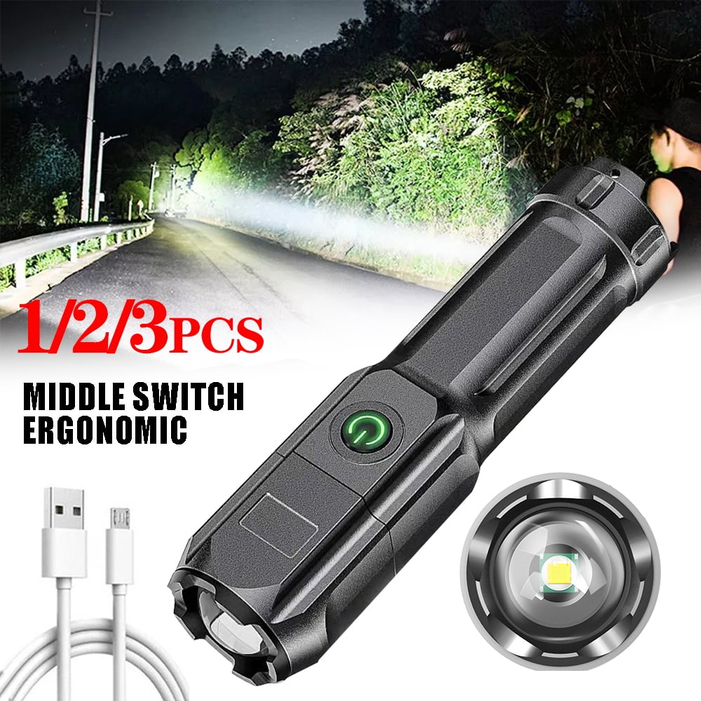 3PKS Rechargeable 990000 Lumens Most Powerful Zoomable LED Flashlight ...