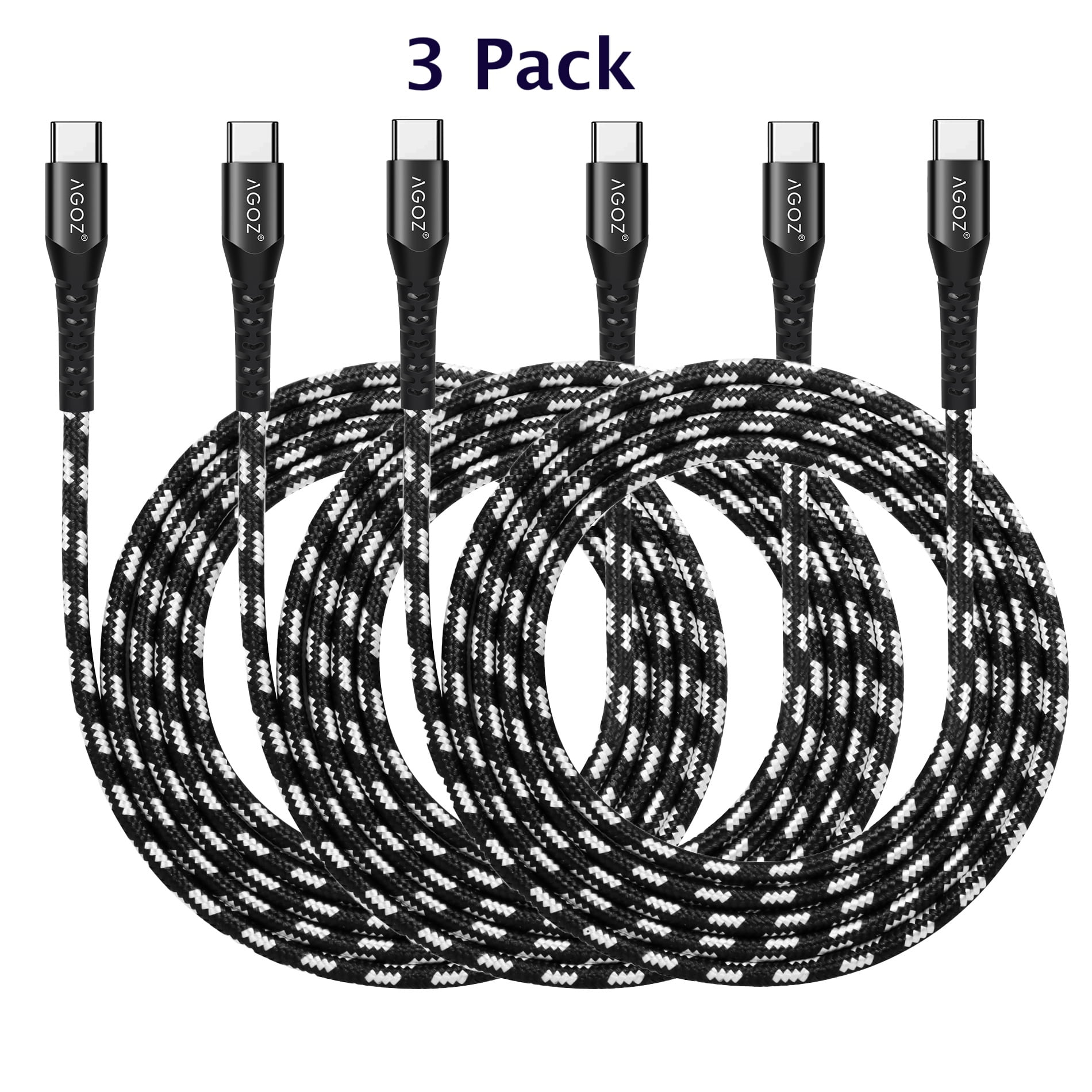 3Pack 10ft AGOZ USB C to USB C Cable Fast Charger Type C to Type C Cord ...