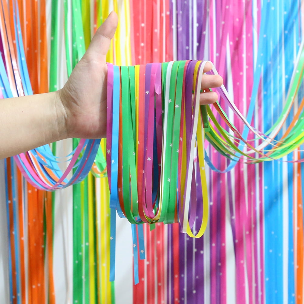 3Pack 3.28 x 8.2 ft Macaron Gold Foil Fringe Curtains Party Decorations ...