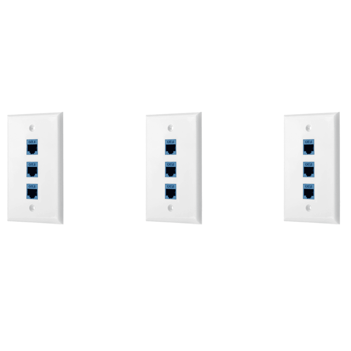 3Pack 3-Port Ethernet Wall Plate, RJ45 Wall Plate with RJ45 Inline ...