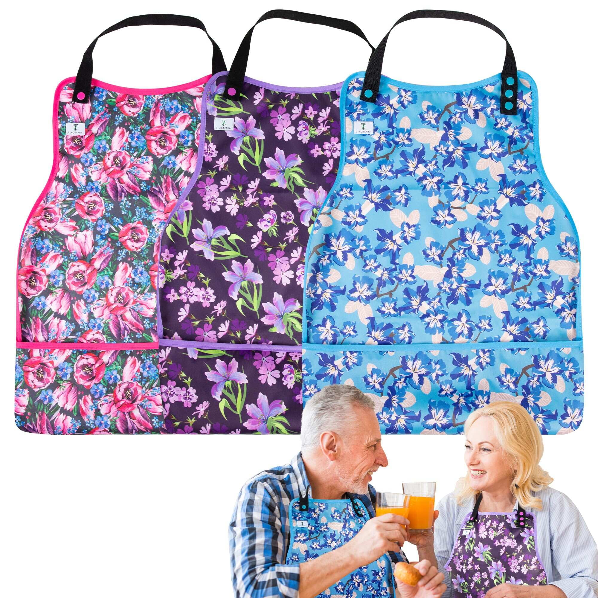 3Pack Adjustable Adult Bibs, Adult Bibs with Crumb Catcher, Waterproof ...