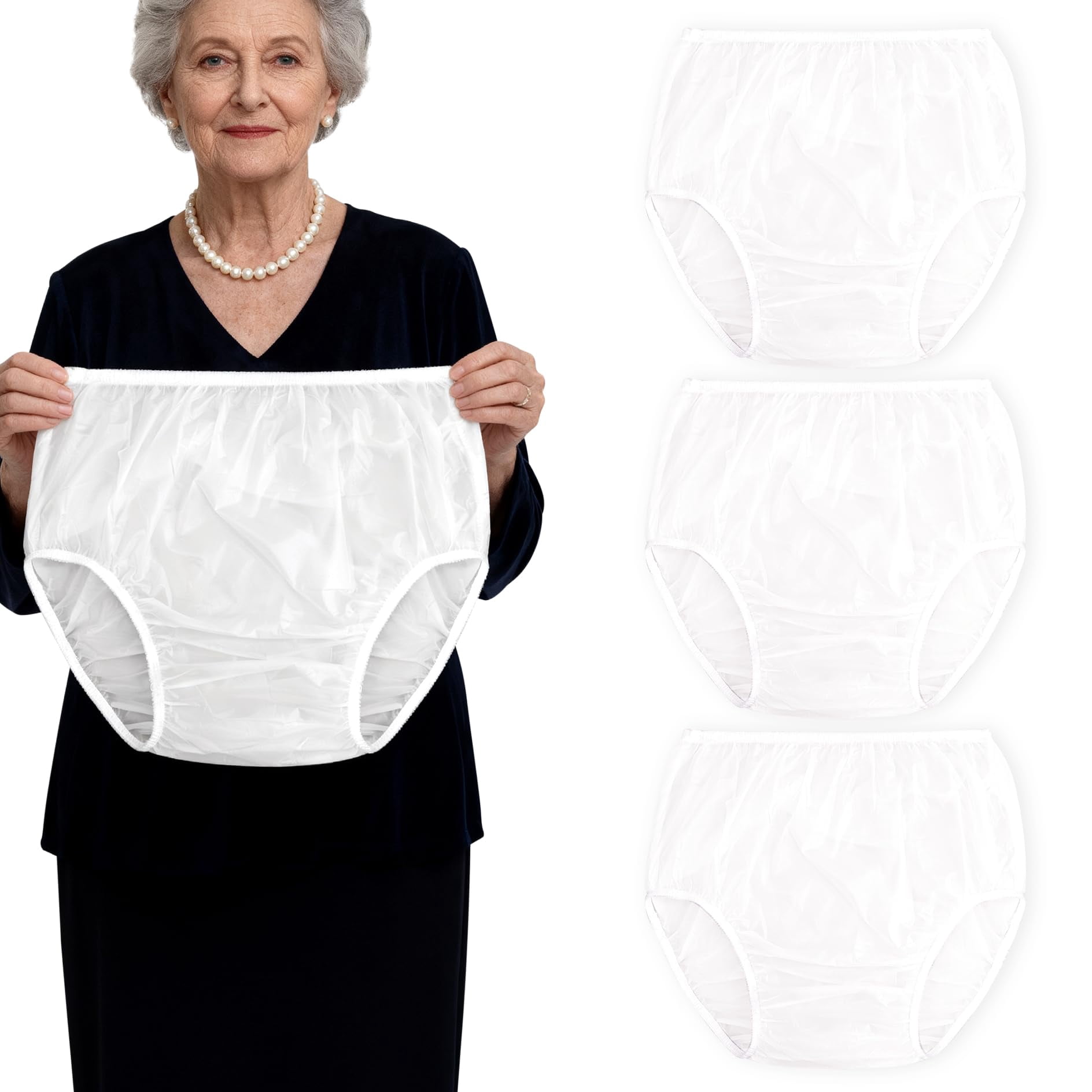 3Pack Adult Diaper Cover Plastic Pants, Washable Reusable Waterproof ...