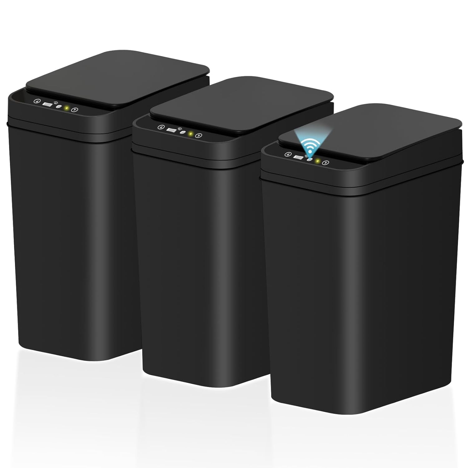 3Pack Bathroom Small Trash Can with Lid, 2.6 Gallon Touchless Automatic ...