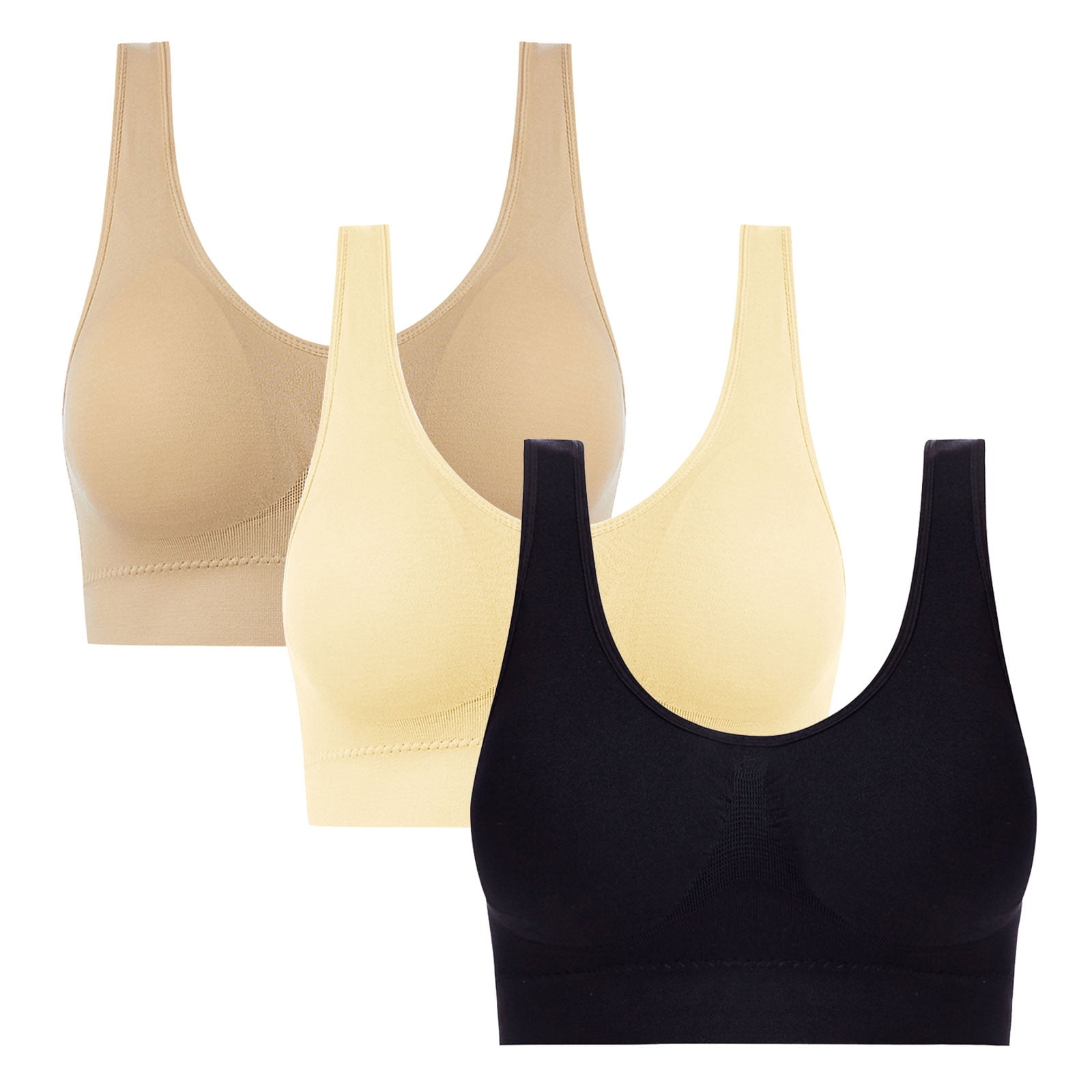 3Pack Bras for Womens Stretchy Comfy Push Up Full Coverage Everyday Bra ...
