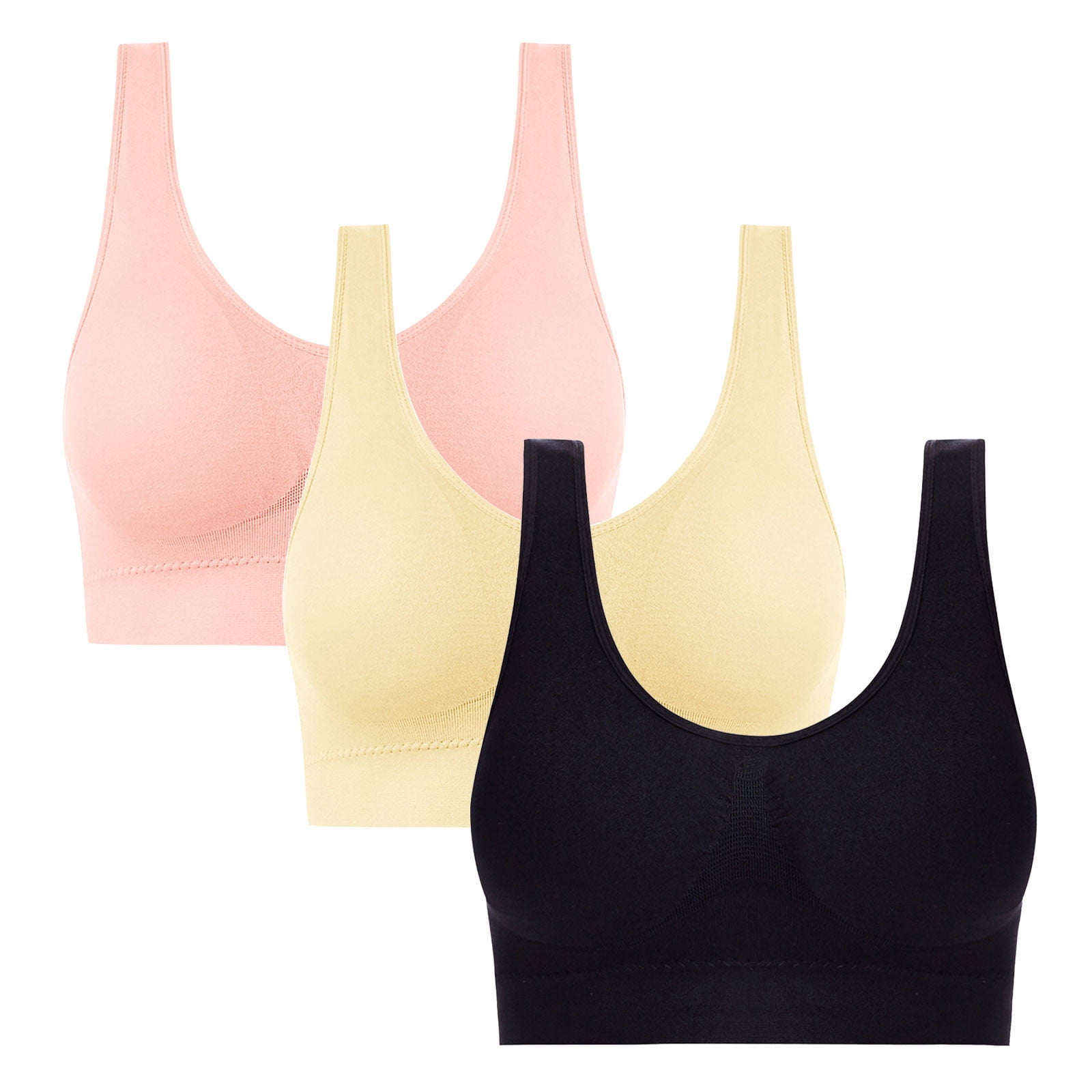 3Pack Bras for Womens Stretchy Comfy Push Up Full Coverage Everyday Bra ...