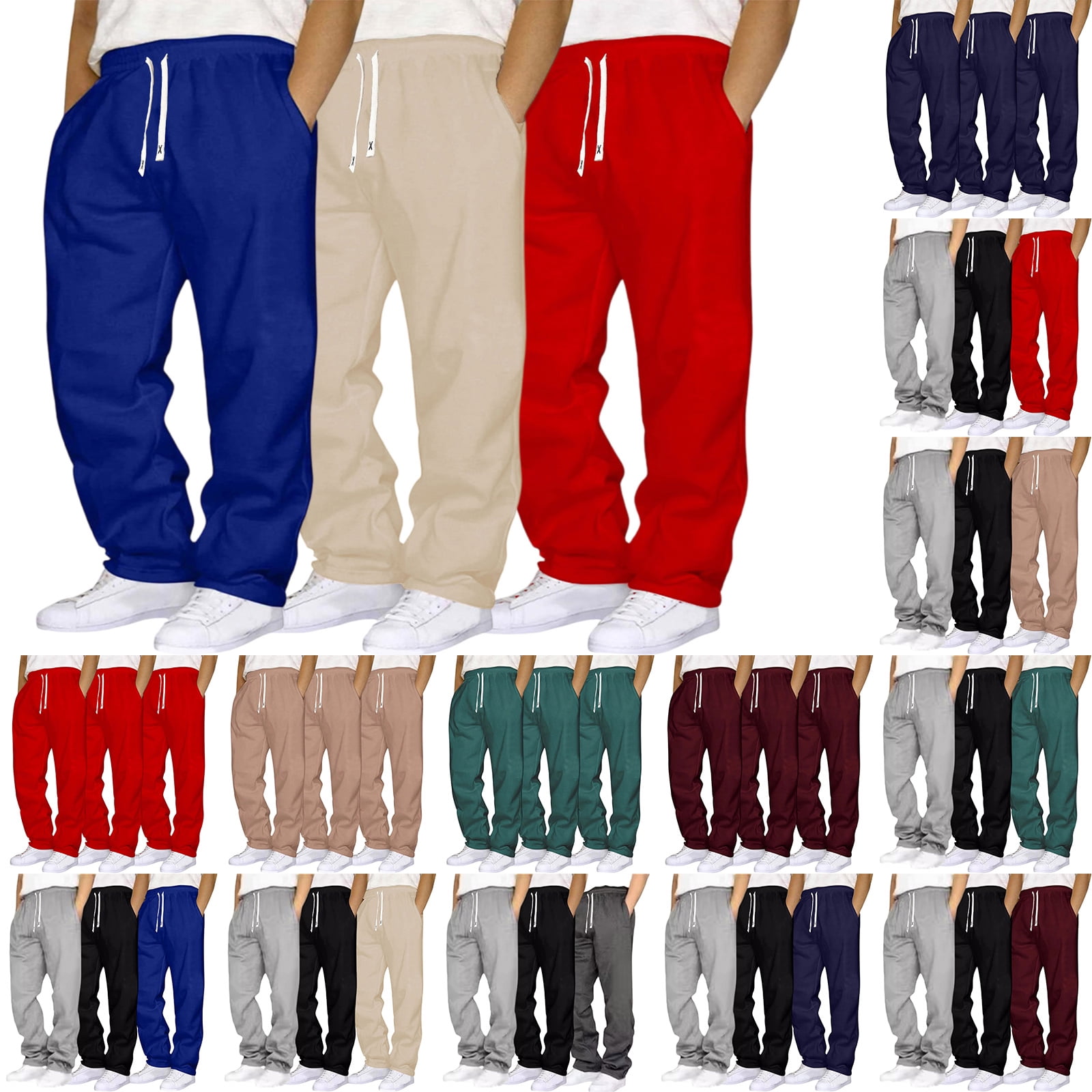 3Pack Cargo Joggers Sweatpants for Men Open Bottom Elastic Waist ...