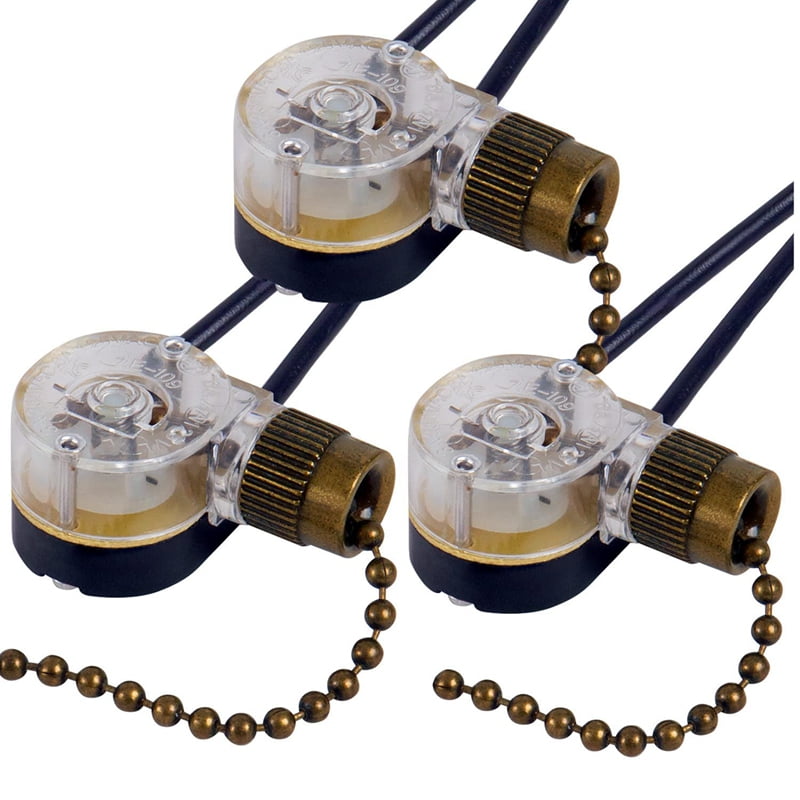 3Pack Ceiling Fan Light Switch ZE-109 Fan Switch Ceiling Pull Chain ...