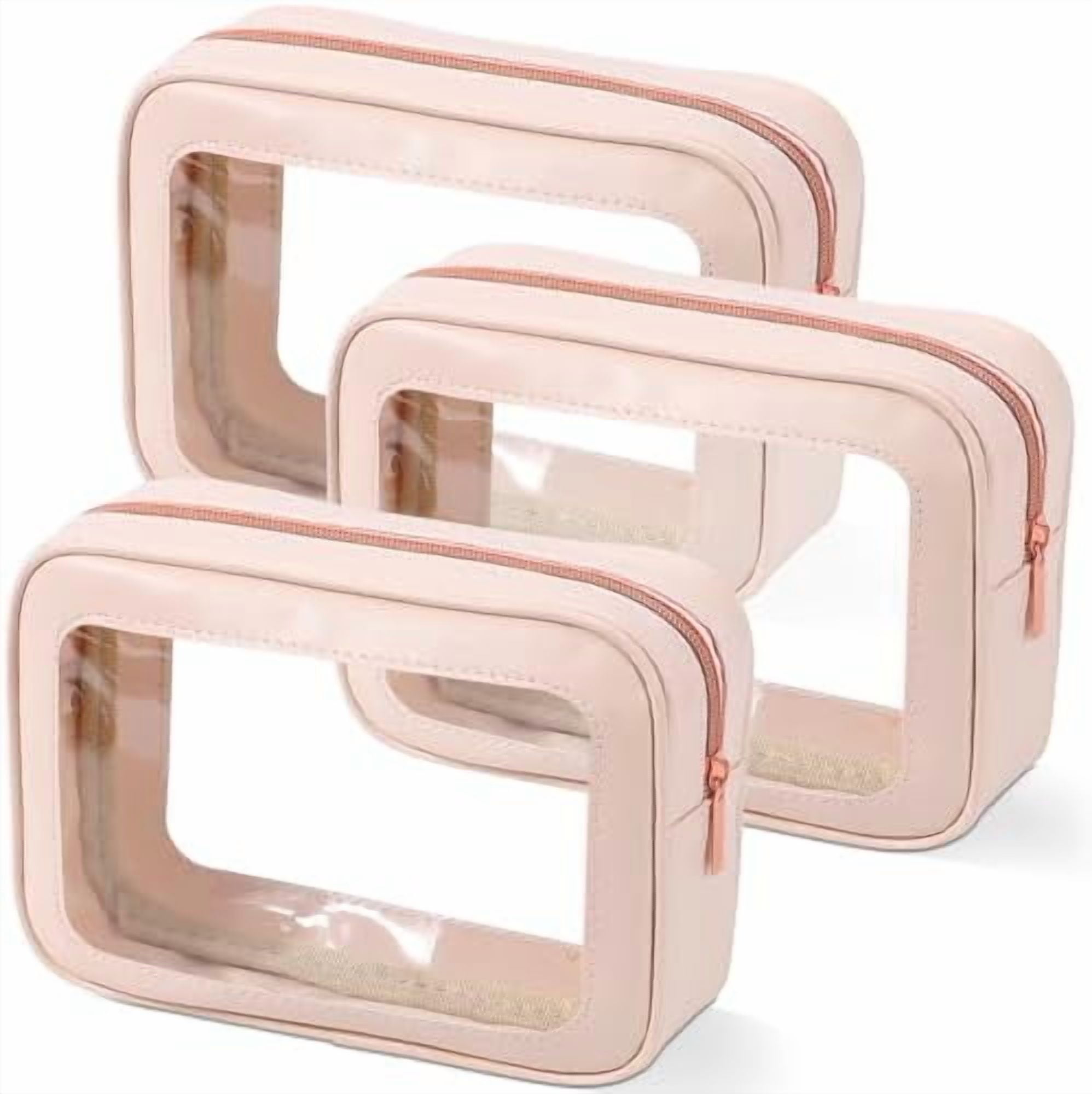3Pack Clear Toiletry Bag,TSA Approved Travel Makeup Pouch with Zipper ...