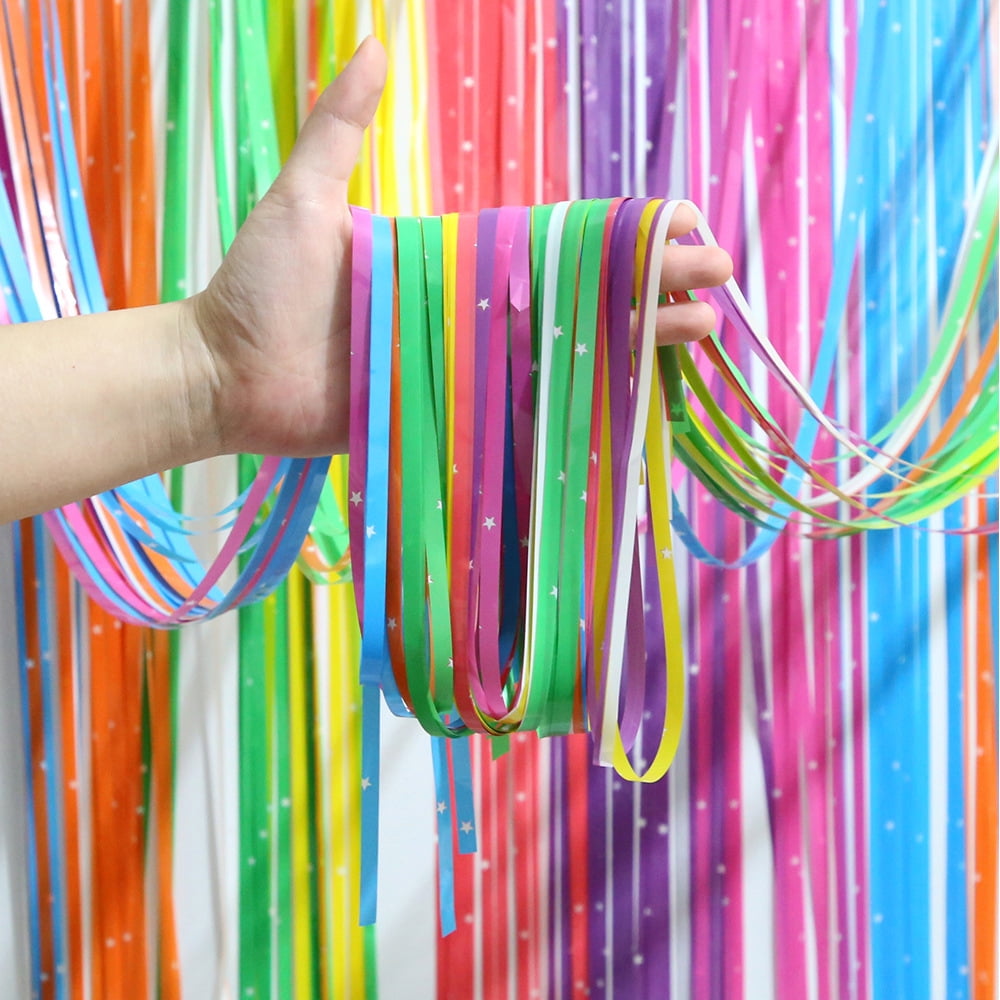 3Pack Colorful Foil Fringe Curtain Backdrop - 1m*2.5m Foil Fringe Photo ...