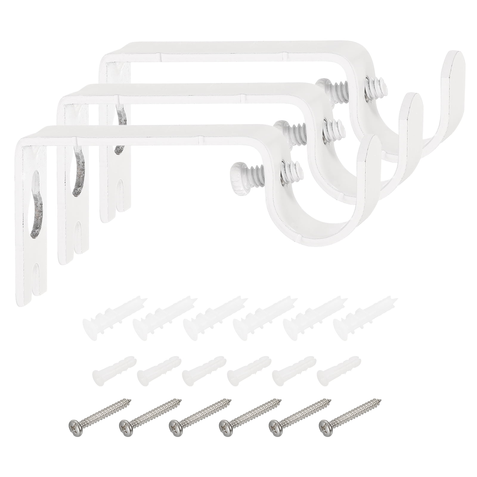 3Pack Curtain Rod Brackets, Hanging Rod Holders for Home Office, White ...