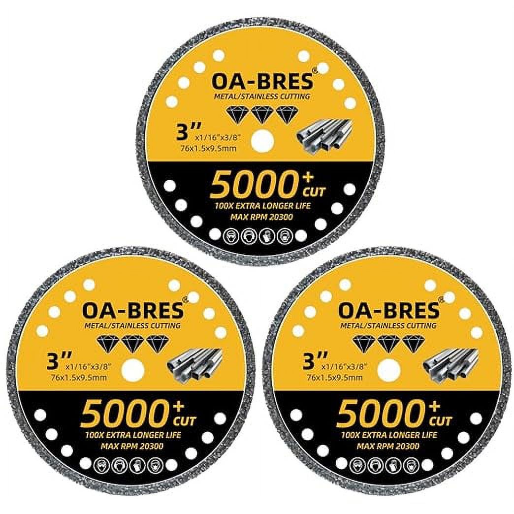 3Pack Diamond Cut Off Wheels, 3 Inch(75MM) Metal Cutting Wheel with 3/8 ...