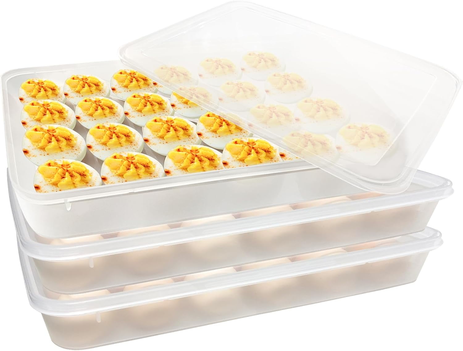 3Pack Egg Trays,Deviled Egg Containers with Lid,Egg Container Carrier ...
