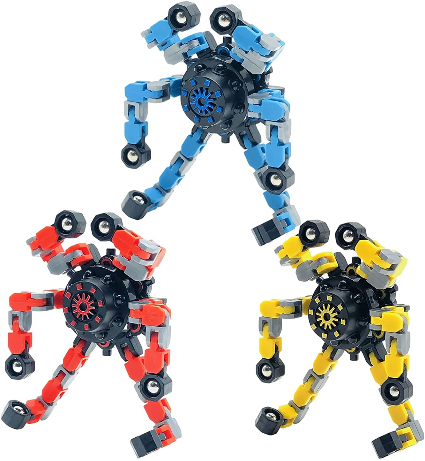 3Pack Fingertip Gyro Fidget Spinner, DIY Deformable Chain Links ...