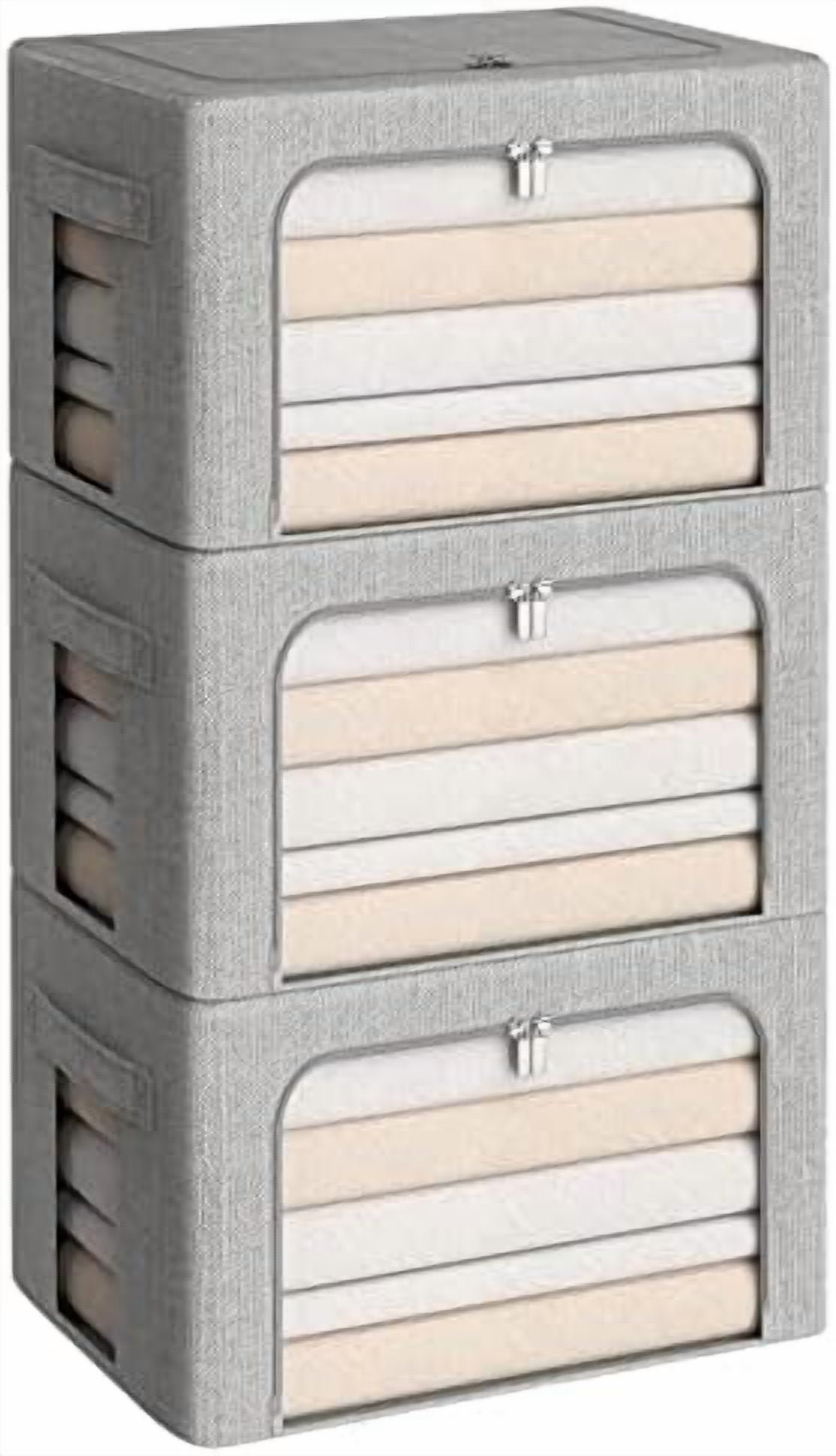 3Pack Foldable Storage Bins - Frame Storage Box Linen Fabric Stackable ...