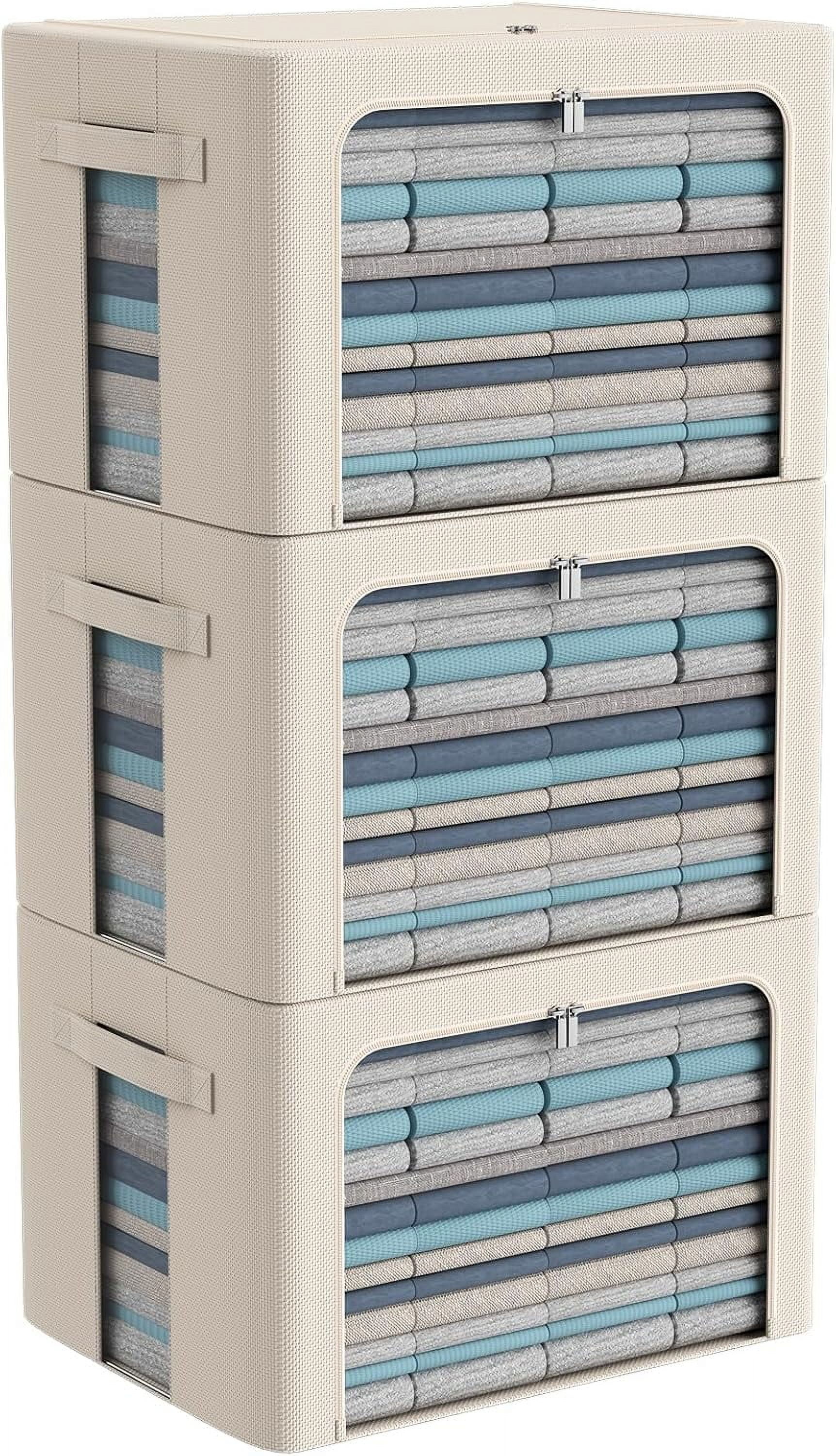 3Pack Frame Storage Box - Clothes Storage Bin Bags Oxford Fabric ...