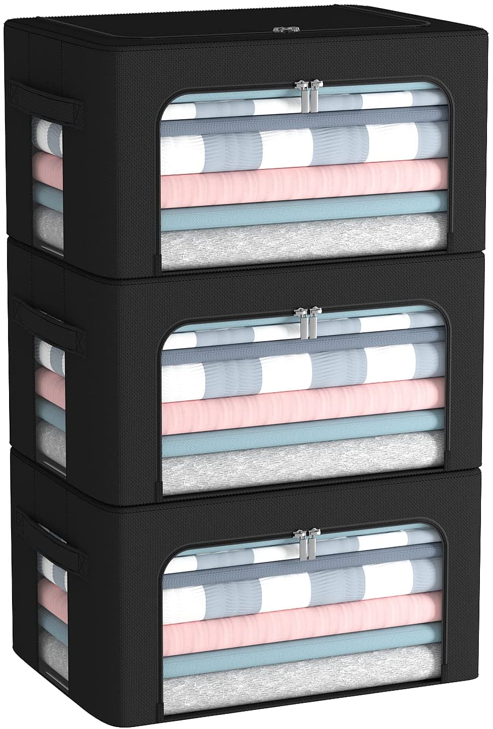 3Pack Frame Storage Box - Clothes Storage Bin Bags Oxford Fabric ...