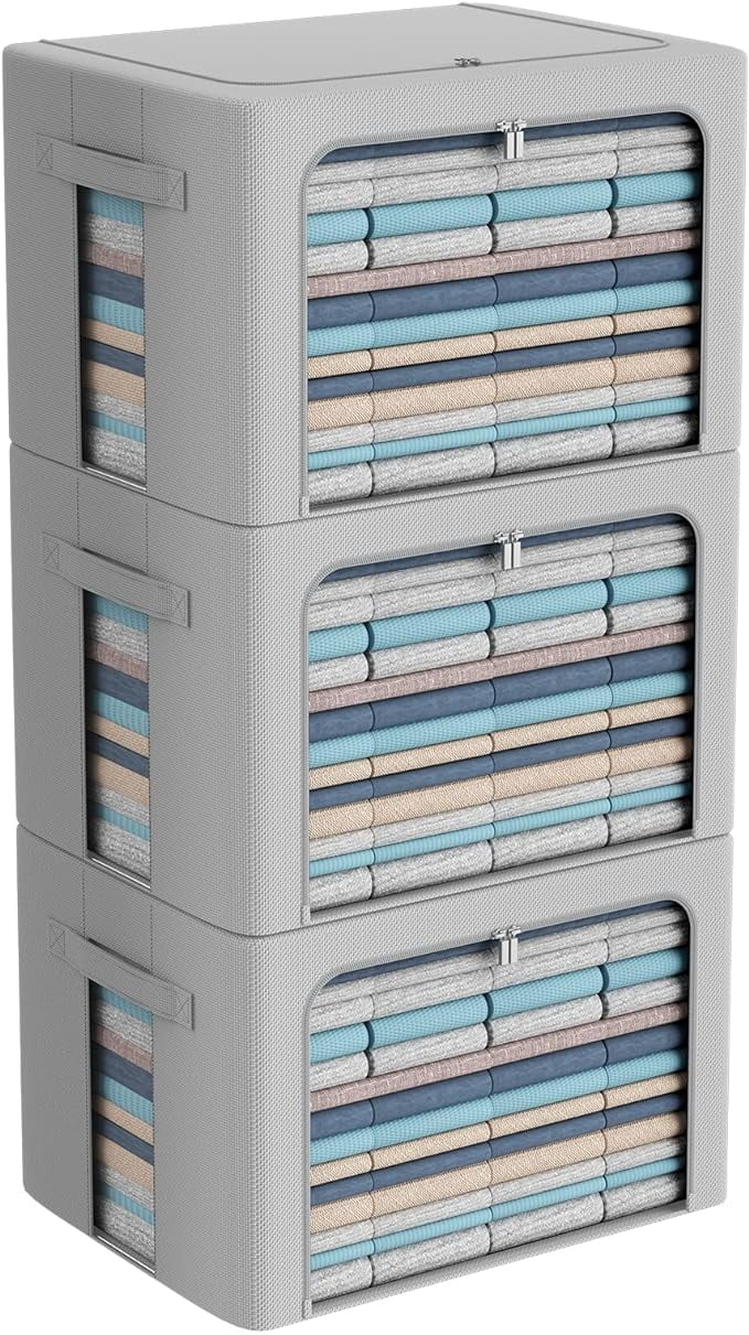 3Pack Frame Storage Box - Clothes Storage Bin Bags Oxford Fabric ...