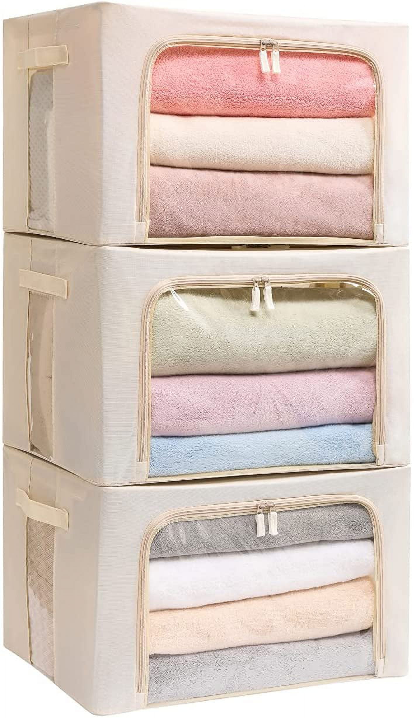 3Pack Frame Storage Box - Clothes Storage Bin Bags Oxford Fabric ...