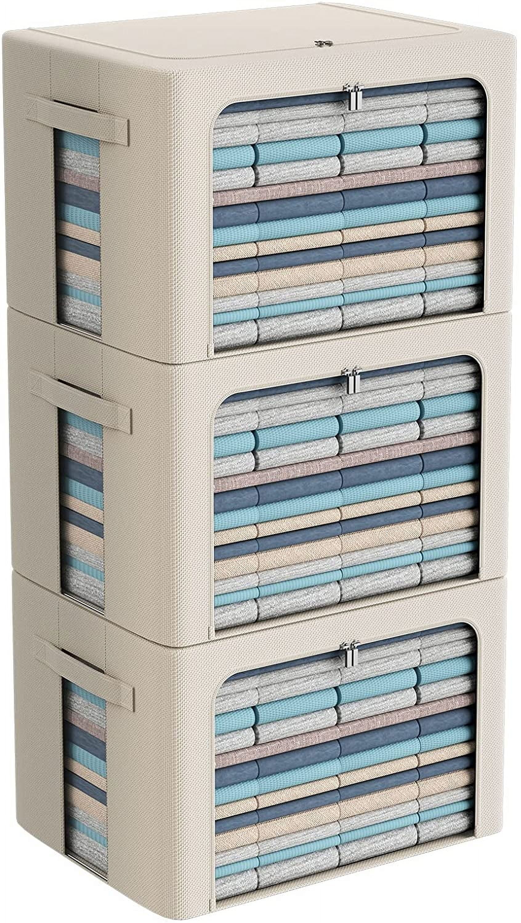 3Pack Frame Storage Box - Clothes Storage Bin Bags Oxford Fabric ...